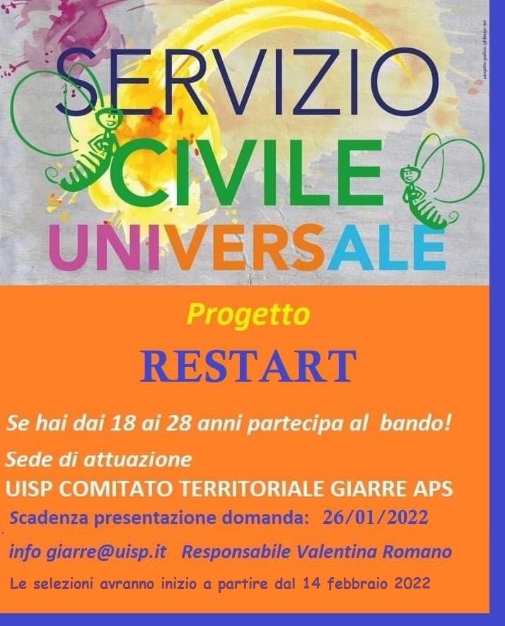 UISP - Giarre - BANDO SERVIZIO CIVILE UNIVERSALE 2022/2023